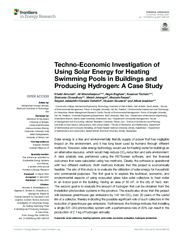 (PDF) Techno-Economic Investigation of Using Solar Energy for Heating ...