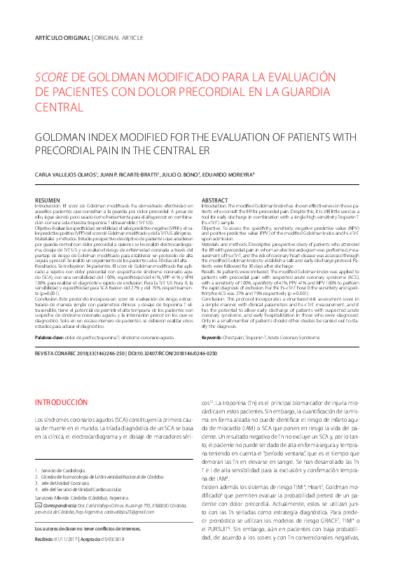 (PDF) Score de Goldman modificado para la evaluación de pacientes con ...