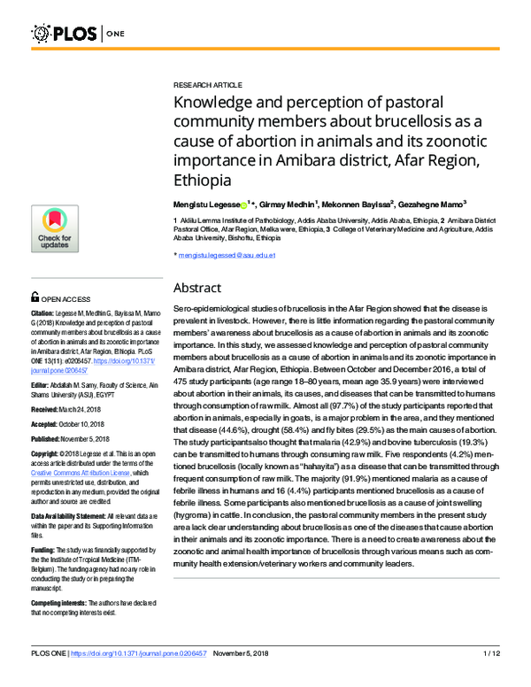 (PDF) Knowledge and perception of pastoral community members about ...
