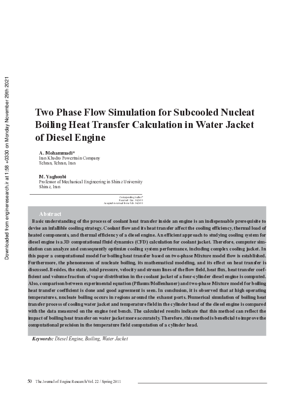 (PDF) Two Phase Flow Simulation for Subcooled Nucleat Boiling Heat ...