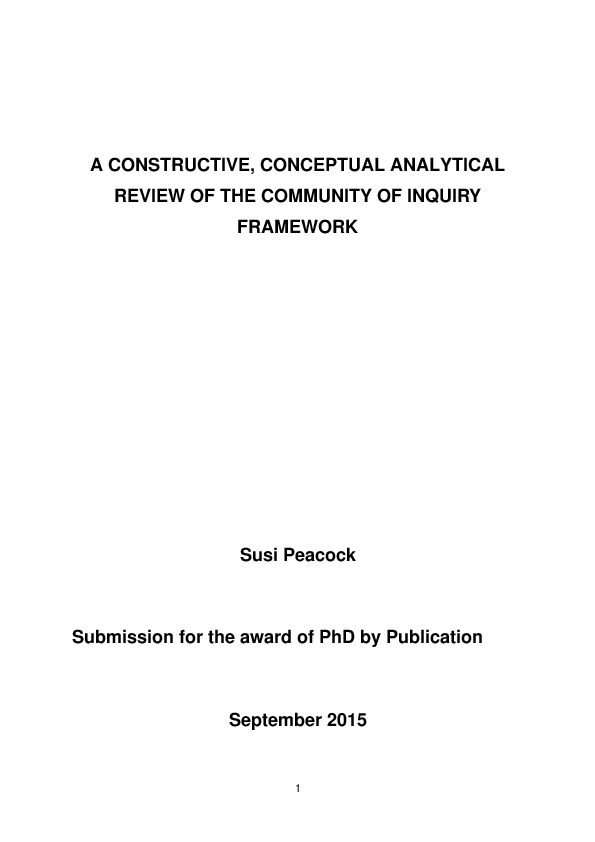 (PDF) A Constructive, Conceptual Analytical Review of the Community of Inquiry Framework