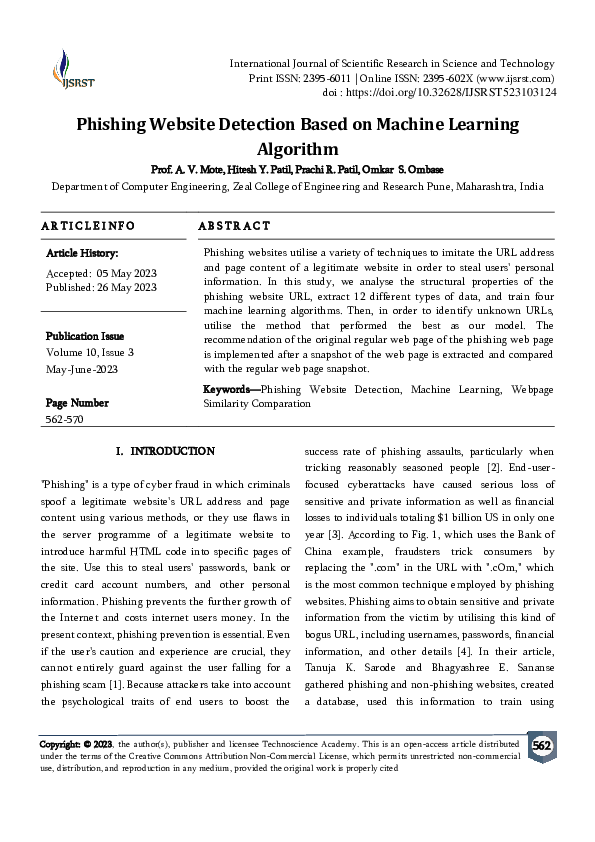 Pdf Phishing Website Detection Based On Machine Learning Algorithm