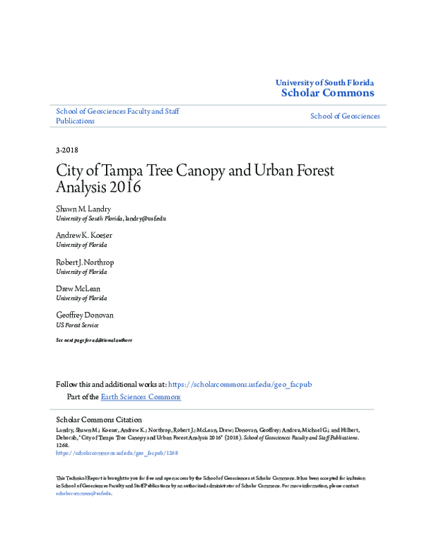 (PDF) City of Tampa Tree Canopy and Urban Forest Analysis 2021