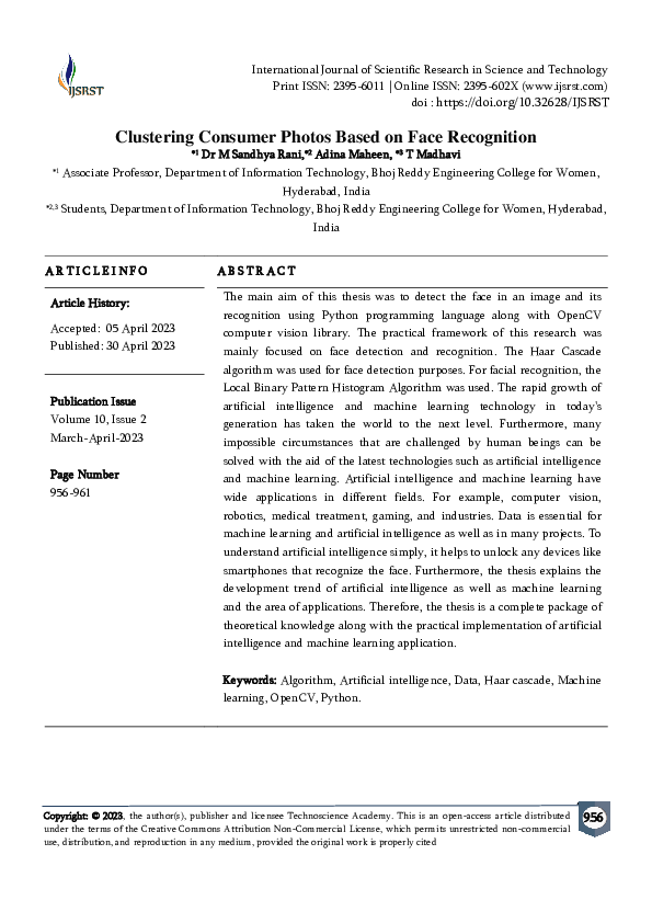 Pdf Clustering Consumer Photos Based On Face Recognition