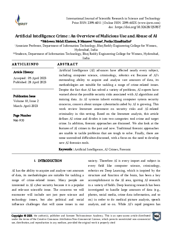 (PDF) Artificial Intelligence Crime : An Overview of Malicious Use and Abuse of AI
