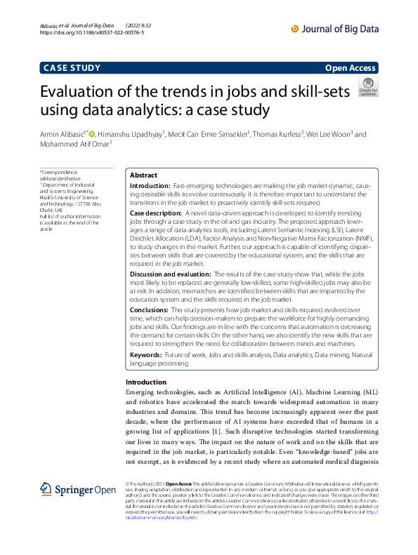 (PDF) Evaluation of the trends in jobs and skill-sets using data analytics: a case study