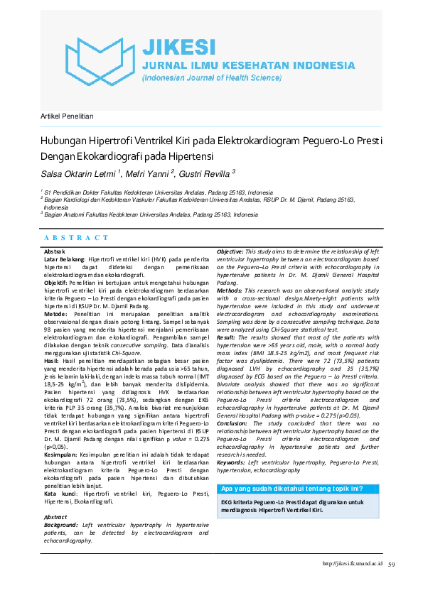 (PDF) Hubungan Hipertrofi Ventrikel Kiri pada Elektrokardiogram Peguero ...