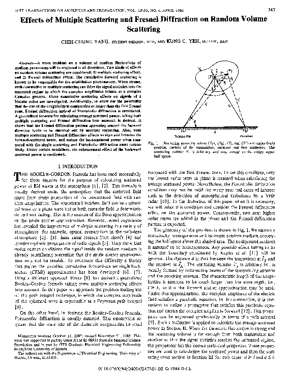 (PDF) Effects of multiple scattering and Fresnel diffraction on random volume scattering