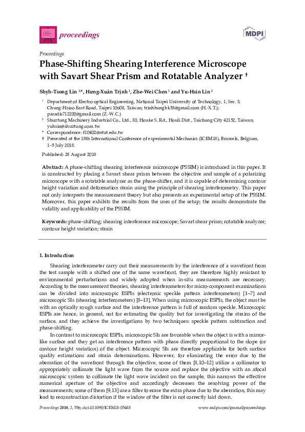 (PDF) Phase-Shifting Shearing Interference Microscope with Savart Shear ...