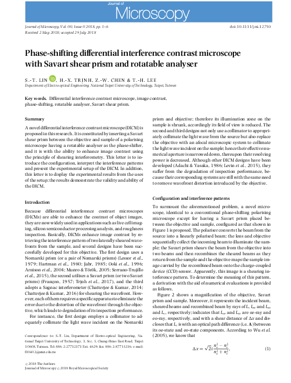 (PDF) Phase-shifting differential interference contrast microscope with ...
