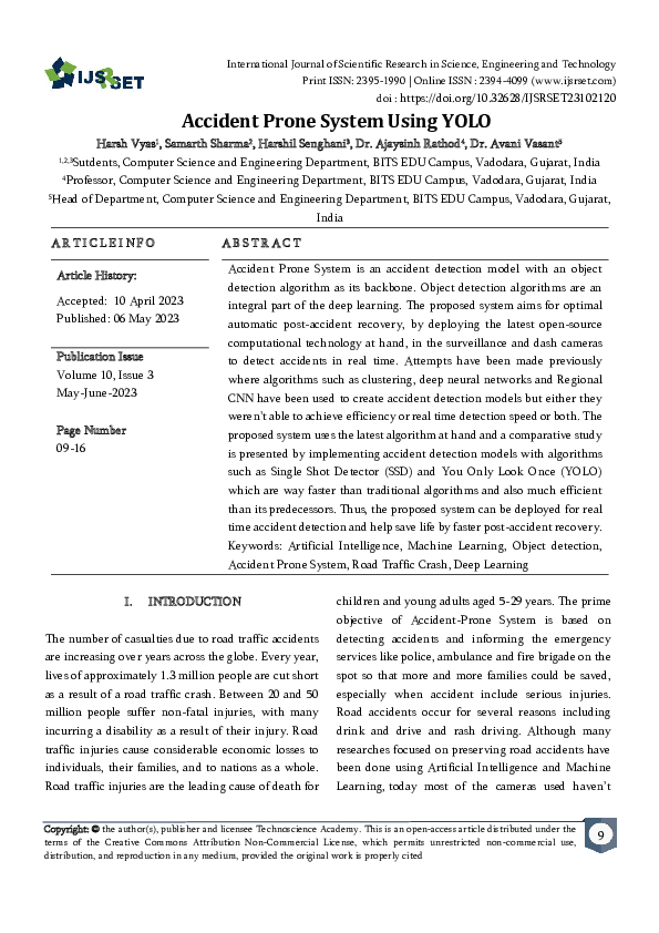 (PDF) Accident Prone System using YOLO