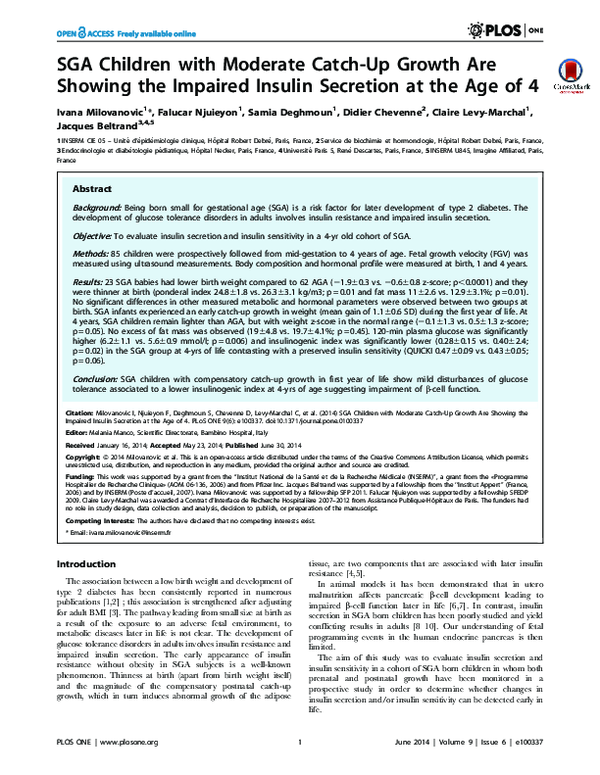 (PDF) SGA Children with Moderate Catch-Up Growth Are Showing the ...