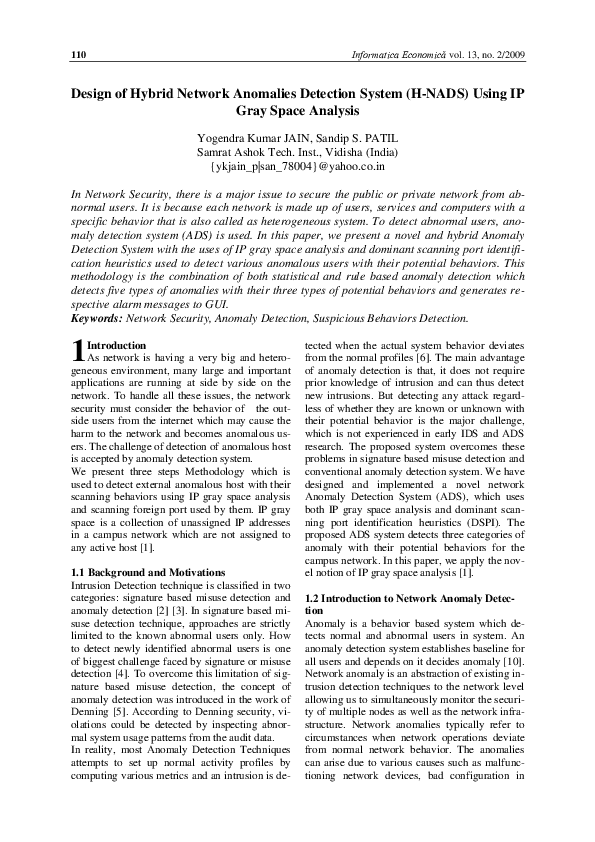 (PDF) Design of Hybrid Network Anomalies Detection System (H-NADS) Using IP Gray Space Analysis