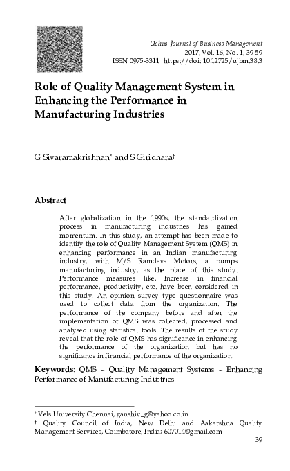 (PDF) Methodology for quality management of projects in manufacturing industries