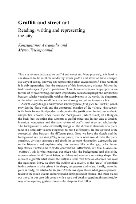 (PDF) Graffiti and Street Art: Reading, Writing and Representing the City