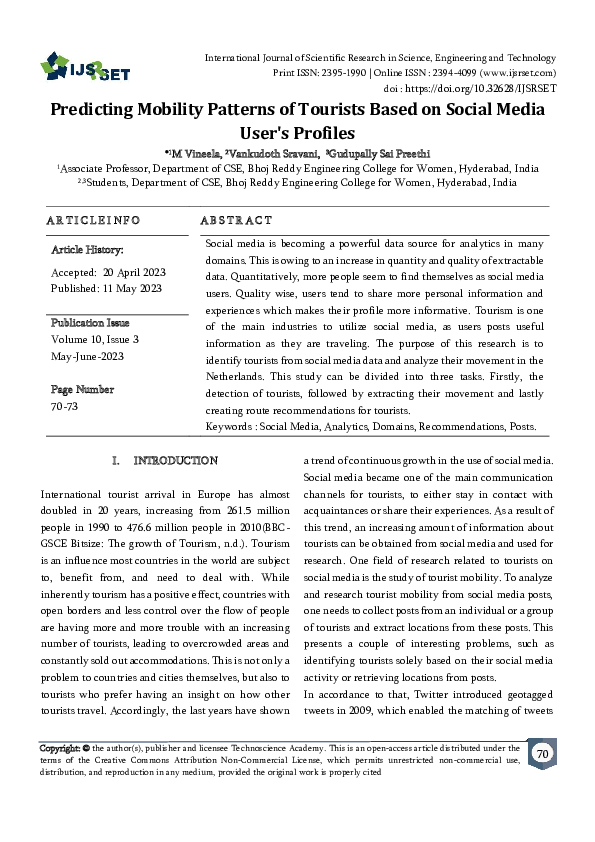 (PDF) Predicting Mobility Patterns of Tourists Based on Social Media User's Profiles