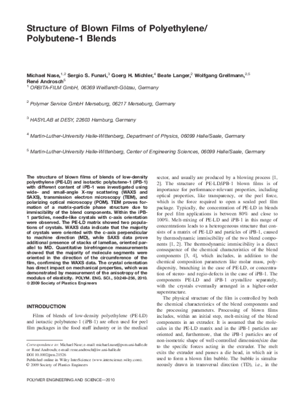 (PDF) Structure of blown films of polyethylene/polybutene-1 blends ...