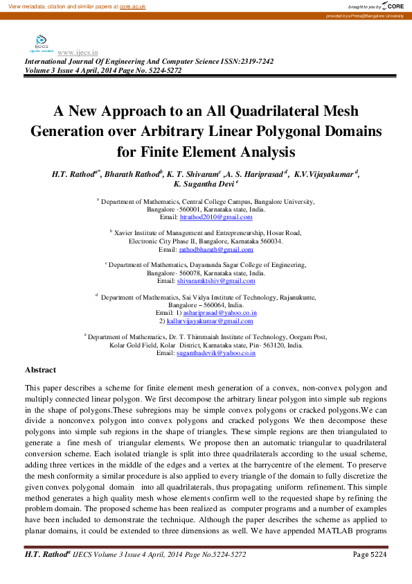 (PDF) A New Approach to an all Quadrilateral Mesh Generation over ...