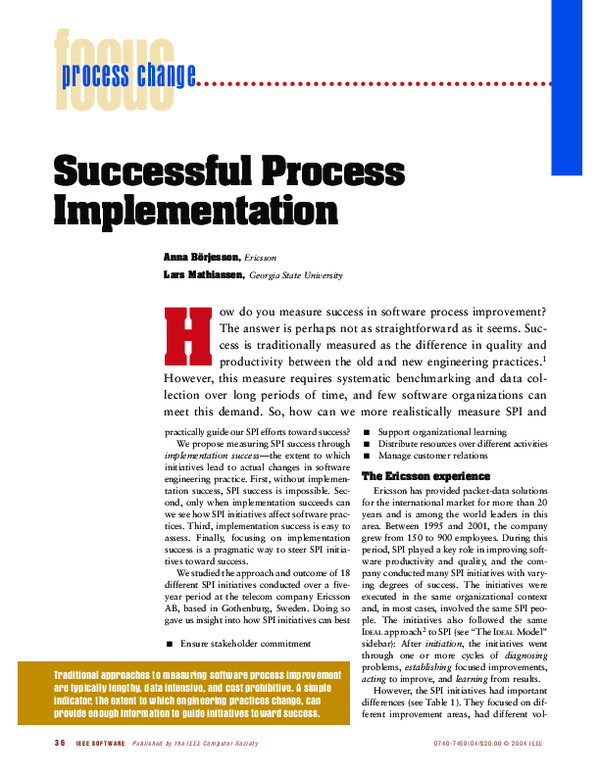 (PDF) Successful process implementation
