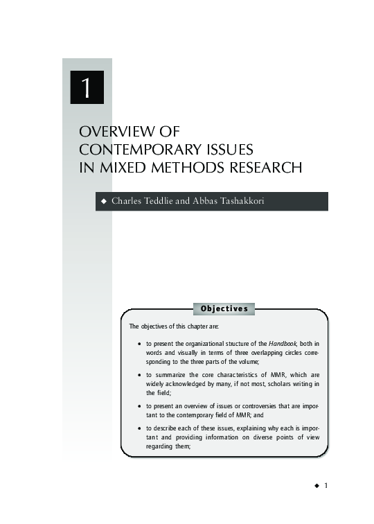 (PDF) Overview of Contemporary Issues in Mixed Methods Research