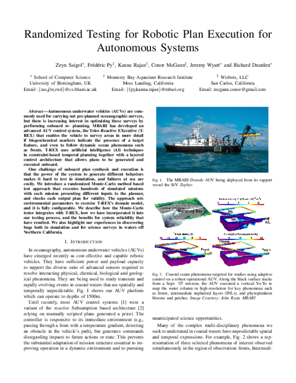 Pdf Randomized Testing For Robotic Plan Execution For Autonomous Systems