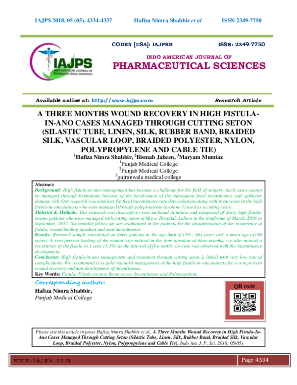 (PDF) A Three Months Wound Recovery In High Fistula-In-Ano Cases ...