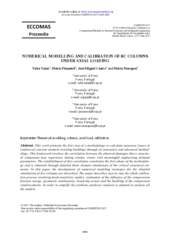 (PDF) Numerical Modelling and Calibration of RC Columns Under Axial Loading