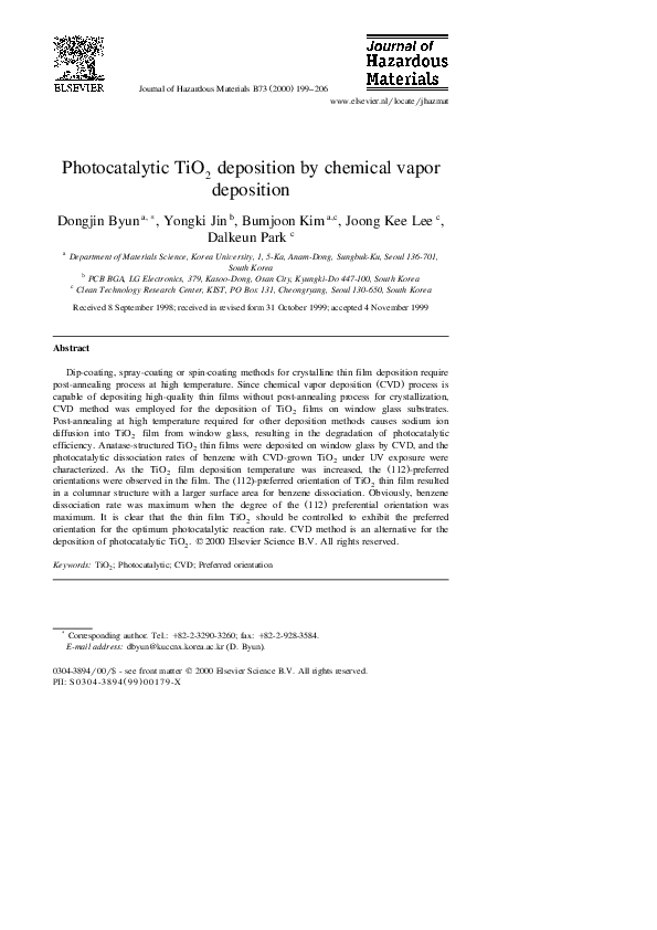 (PDF) Photocatalytic TiO2 deposition by chemical vapor deposition