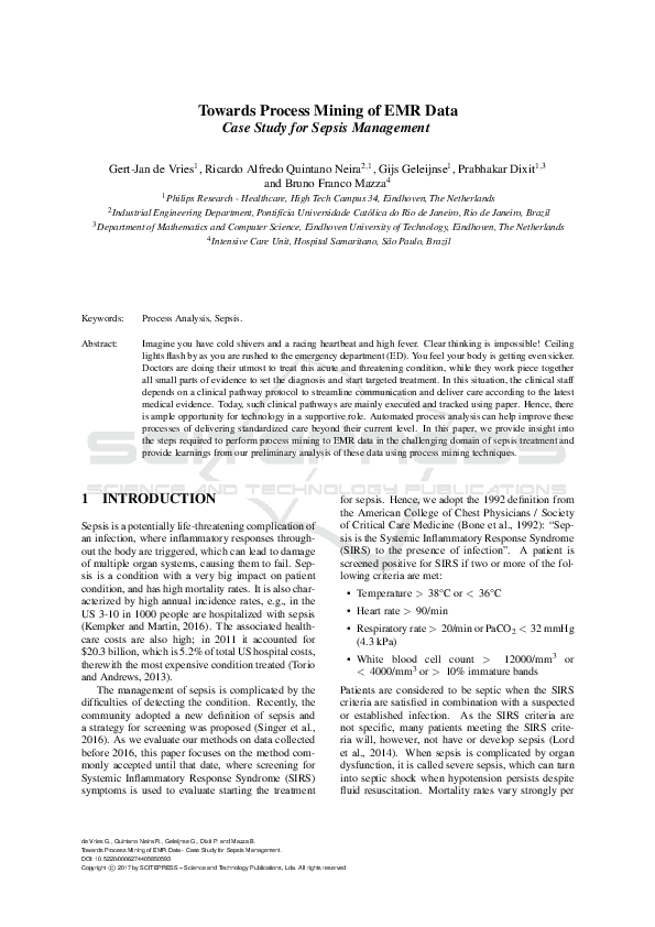 (PDF) Towards Process Mining of EMR Data - Case Study for Sepsis Management