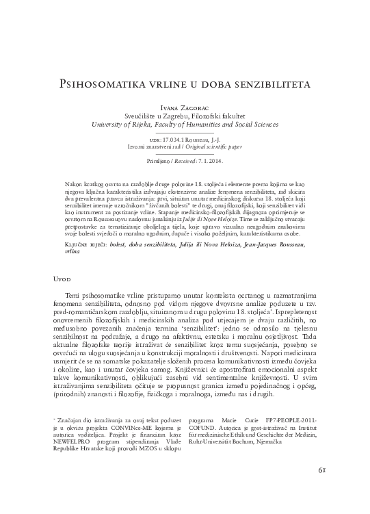 (PDF) Psihosomatika vrline u doba senzibiliteta | Ivana Zagorac - Academia.edu