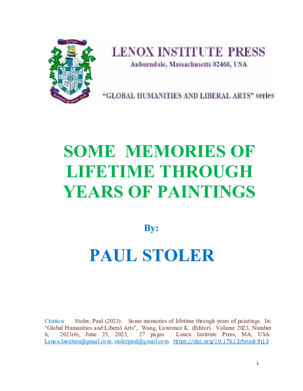 (PDF) SOME MEMORIES OF LIFETIME THROUGH YEARS OF PAINTINGS