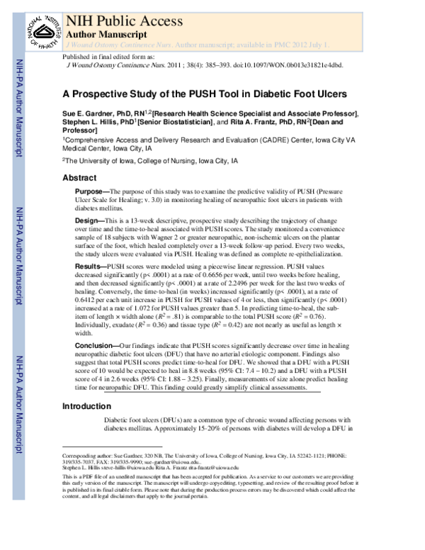 (PDF) A Prospective Study of the PUSH Tool in Diabetic Foot Ulcers