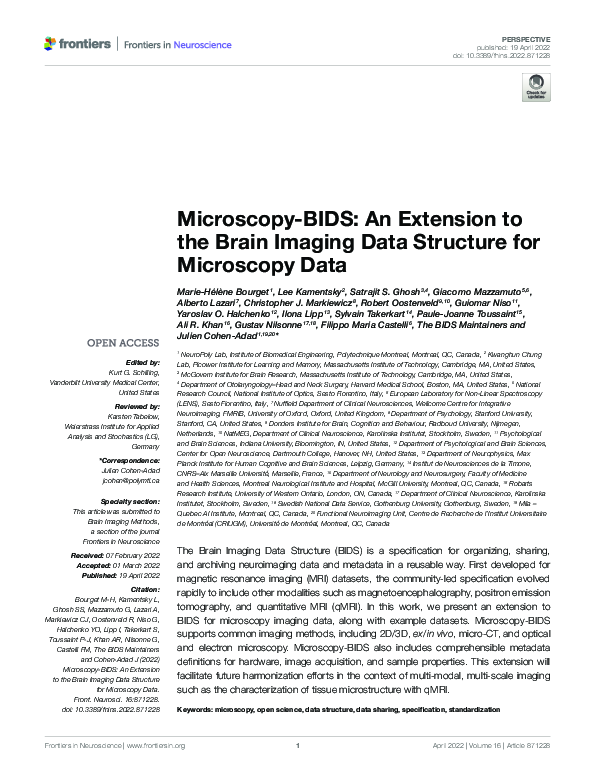 (PDF) Microscopy-BIDS: An Extension to the Brain Imaging Data Structure ...