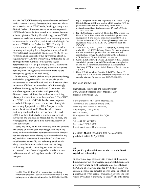(PDF) Peripapillary choroidal neovascularization in Bietti crystalline ...