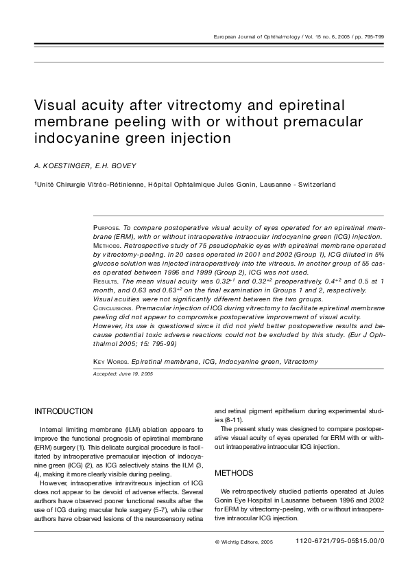 (PDF) Visual Acuity after Vitrectomy and Epiretinal Membrane Peeling with or without Premacular ...