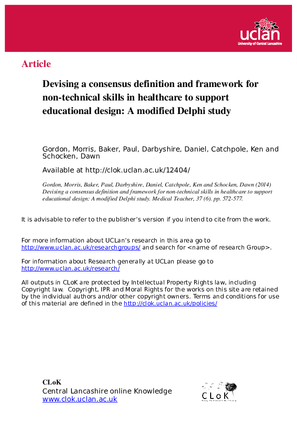 (PDF) Devising a consensus definition and framework for non-technical ...
