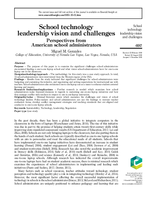 (PDF) School technology leadership vision and challenges