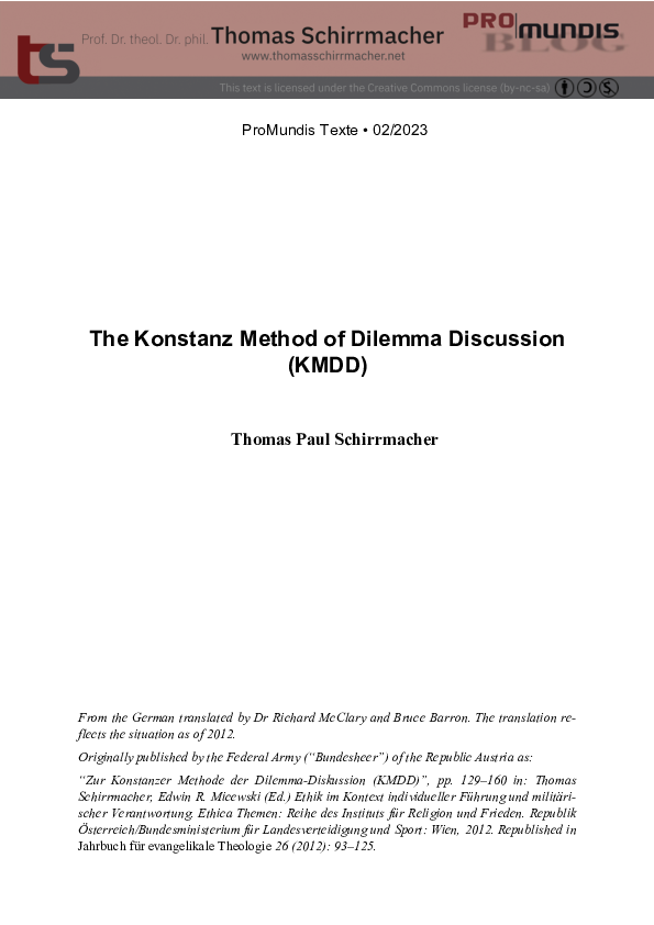 (PDF) The Konstanz Method of Dilemma Discussion (KMDD)
