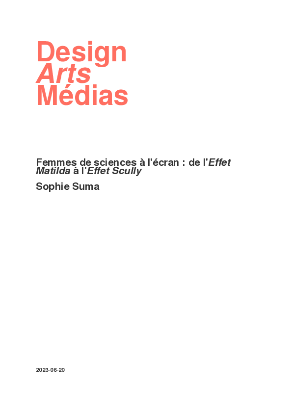 (PDF) Femmes de sciences à l'écran : de l'Effet Matilda à l'Effet Scully