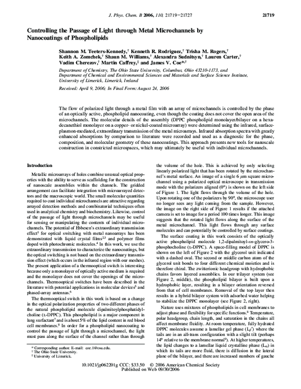 (PDF) Controlling the Passage of Light through Metal Microchannels by ...