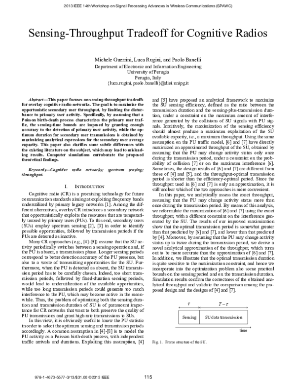 (PDF) Sensing-Throughput Tradeoff for Cognitive Radio Networks | anh duy nguyễn hoàng - Academia.edu