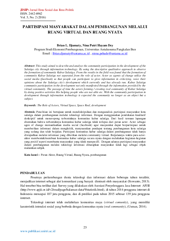 (PDF) Partisipasi Masyarakat Dalam Pembangunan Melalui Ruang Virtual ...