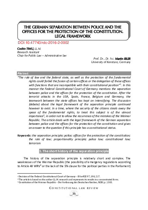 (PDF) The german separation between police and the offices for the ...