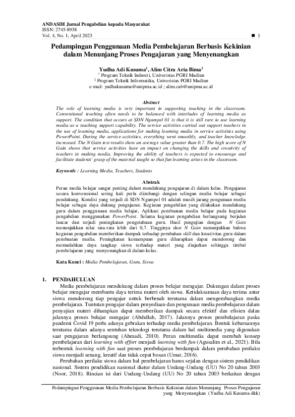 (PDF) Pedampingan Penggunaan Media Pembelajaran Berbasis Kekinian dalam Menunjang Proses ...