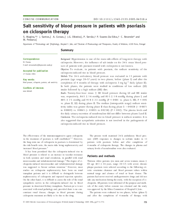 (PDF) Salt sensitivity of blood pressure in patients with psoriasis on ...