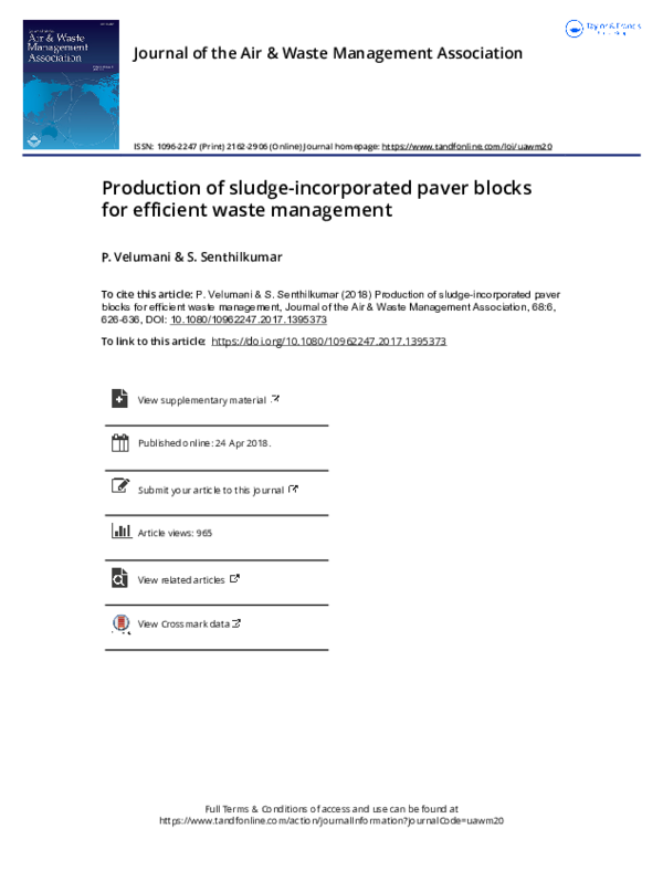 (PDF) Production of sludge-incorporated paver blocks for efficient ...