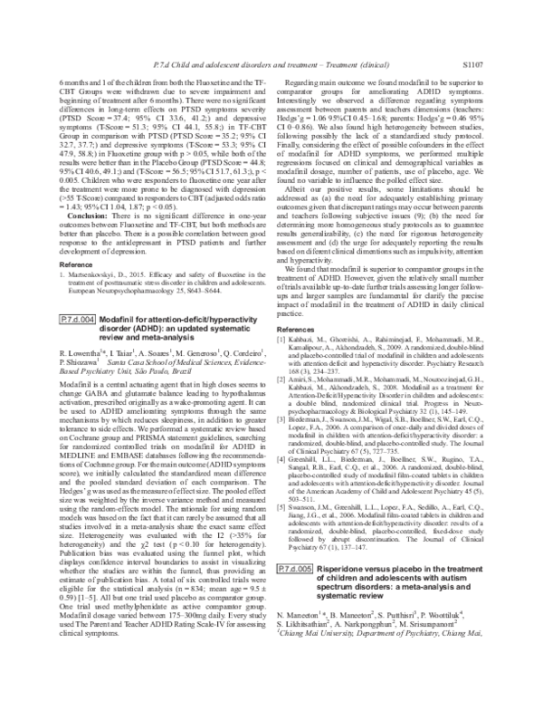 (PDF) Modafinil for attention-deficit/hyperactivity disorder (ADHD): an ...