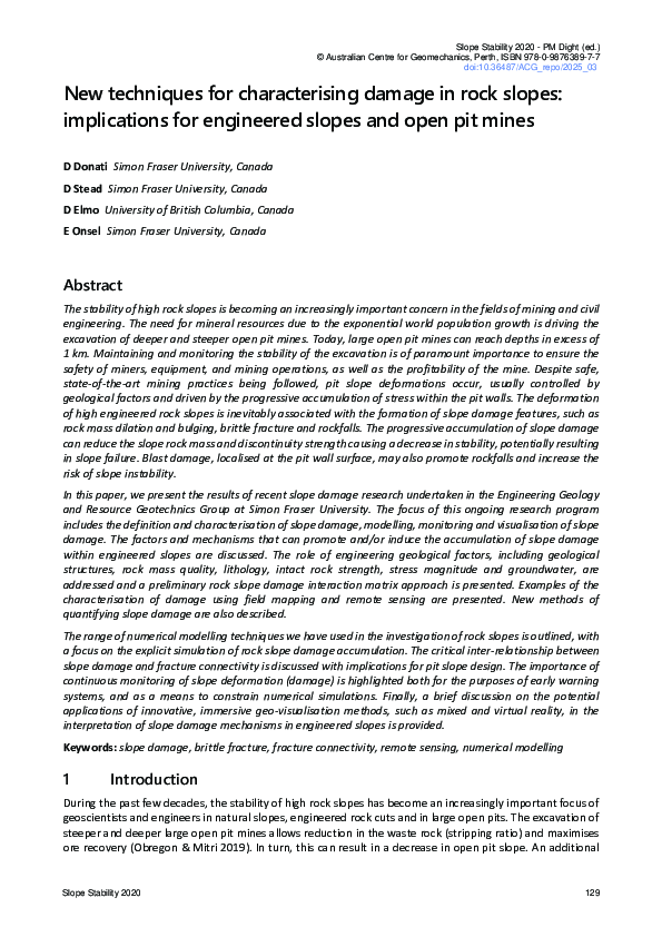 (PDF) New techniques for characterising damage in rock slopes: implications for engineered ...