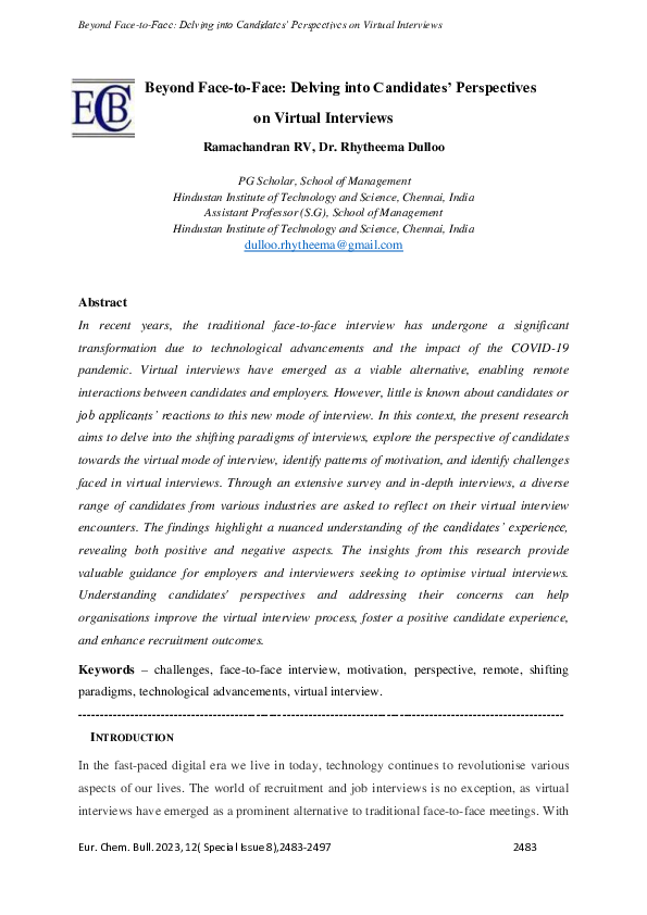 (PDF) Beyond Face-to-Face: Delving into Candidates' Perspectives on ...