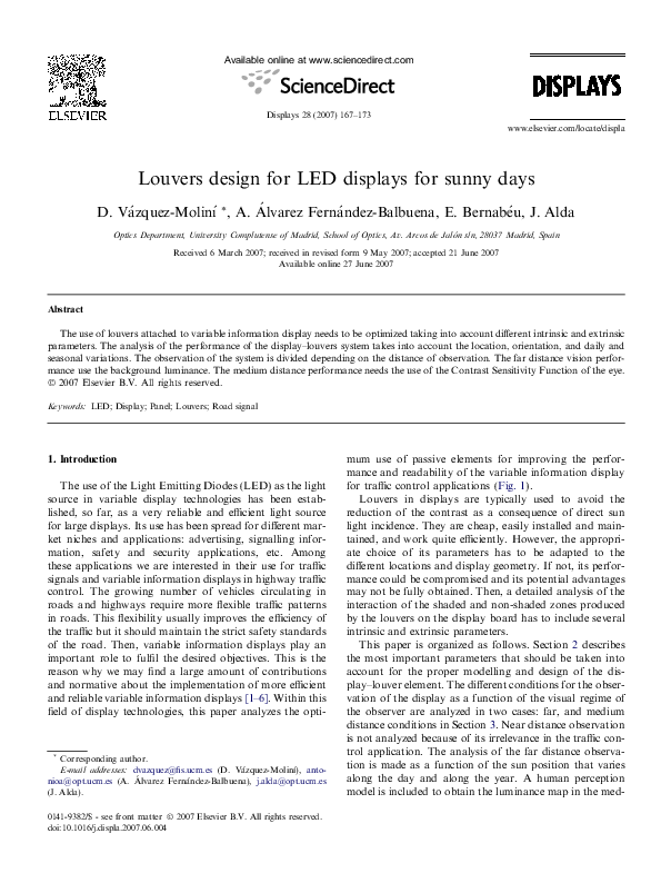 (PDF) Louvers design for LED displays for sunny days